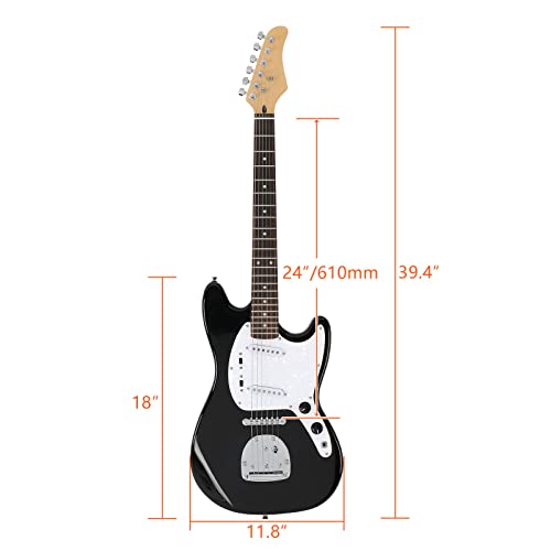 Ktaxon 39 Inch Full Size Electric Guitar 6 String Electric Guitar Kit with Portable Electric Guitar Bag, Adjustable Strap, Connecting Wire, Spanner Tool, Plectrum and Tremolo Bar(Black)