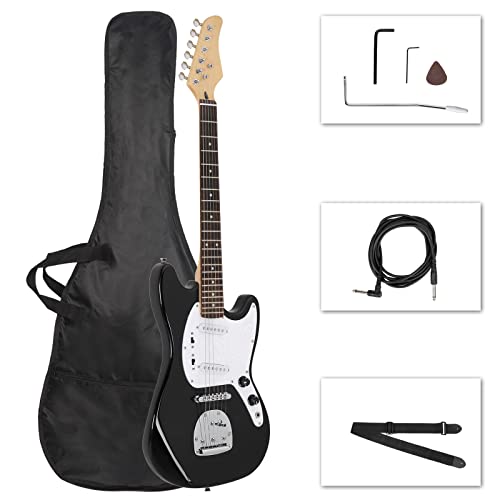 Ktaxon 39 Inch Full Size Electric Guitar 6 String Electric Guitar Kit with Portable Electric Guitar Bag, Adjustable Strap, Connecting Wire, Spanner Tool, Plectrum and Tremolo Bar(Black)