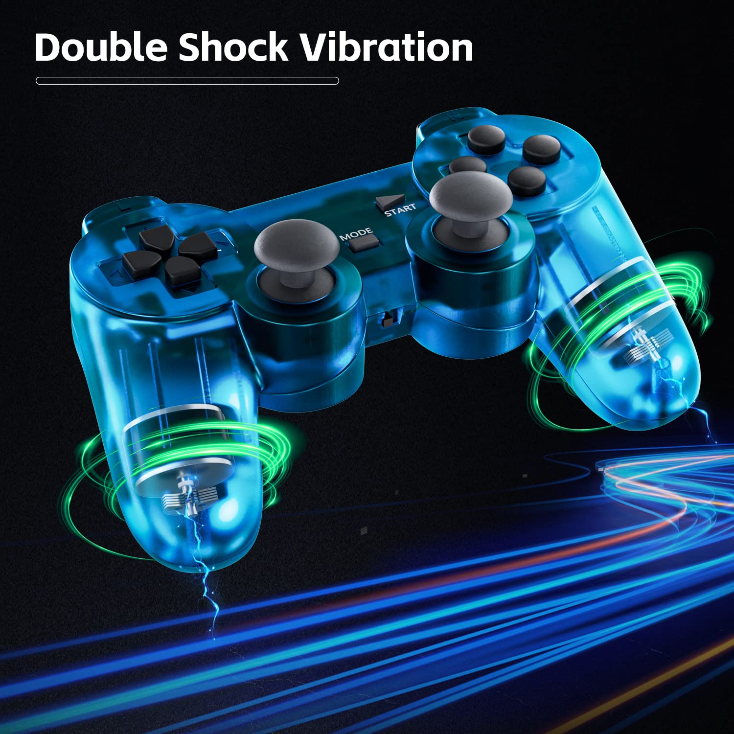 Wireless Controller for PS2 Play Station 2 Dual Vibration 2 (Blue Red Green Purple)