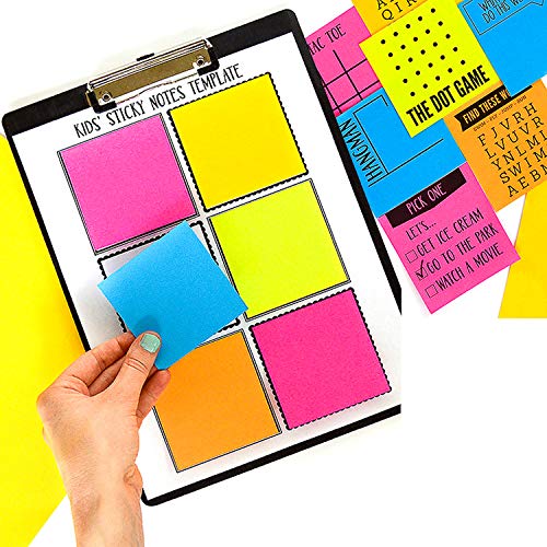 Sticky Notes 3x3, 6 Color Bright Colorful Sticky Pad, 6 Pads/Pack, 100 Sheets/Pad, Self-Sticky Note Pads (Yellow, Green, Blue, Orange, Purple, Rose)