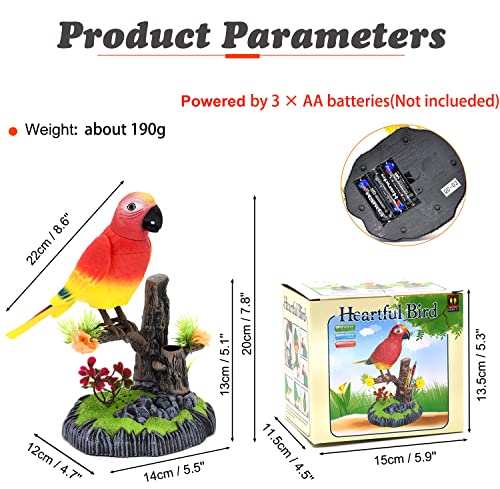 Voice-Activated Induction Birds Toy, Chirping Fluttering Simulation Parrot Birds Toys Office Desktop Home Decor Ornament Gifts for Kids Children (Green)