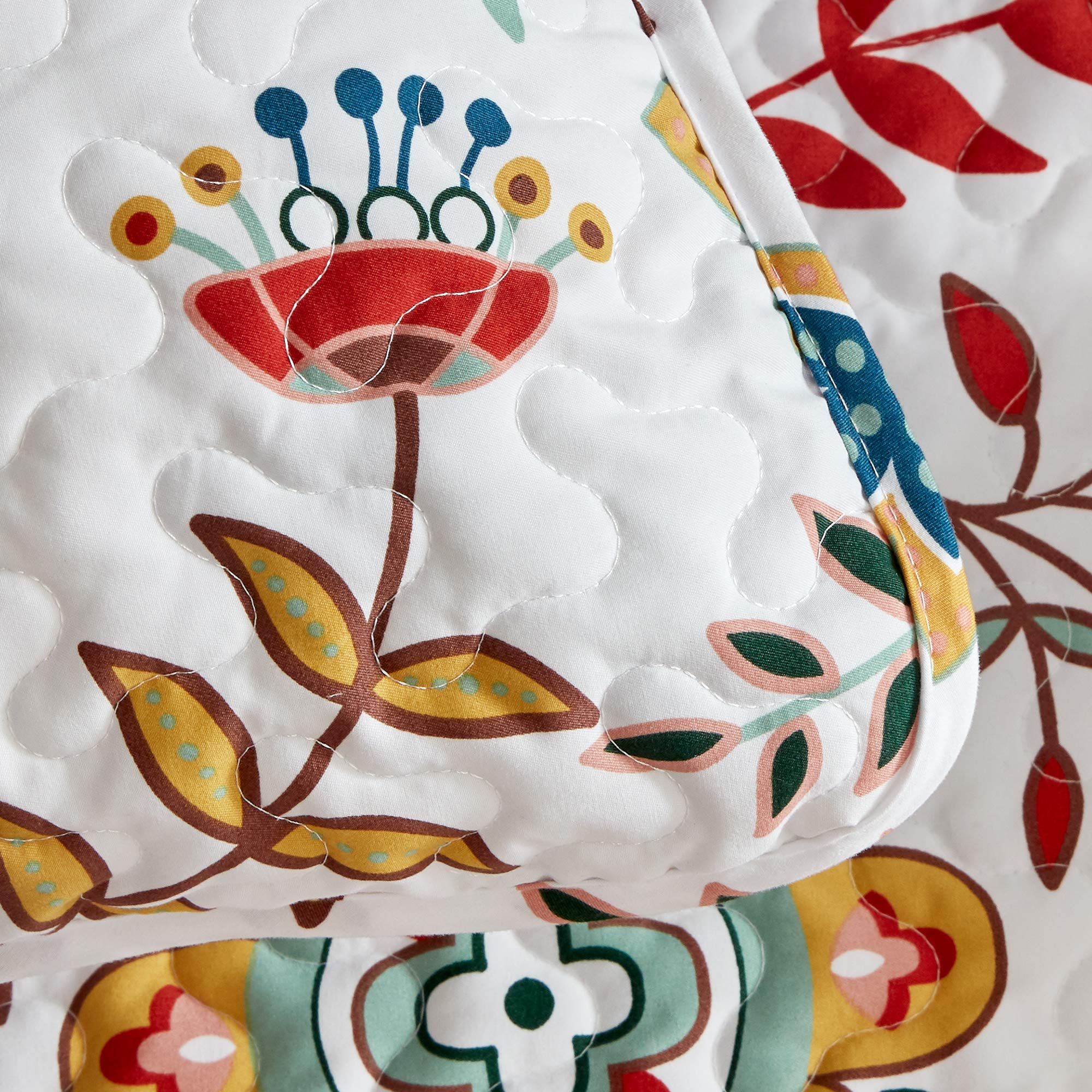 SLEEP ZONE 3-Piece Printed Quilt Set - Full/Queen Size - Lightweight Reversible Bedding Coverlet Set for All Season (Classic Floral Pattern), Full/Queen (90x96 inch | 2 Pillow Shams)