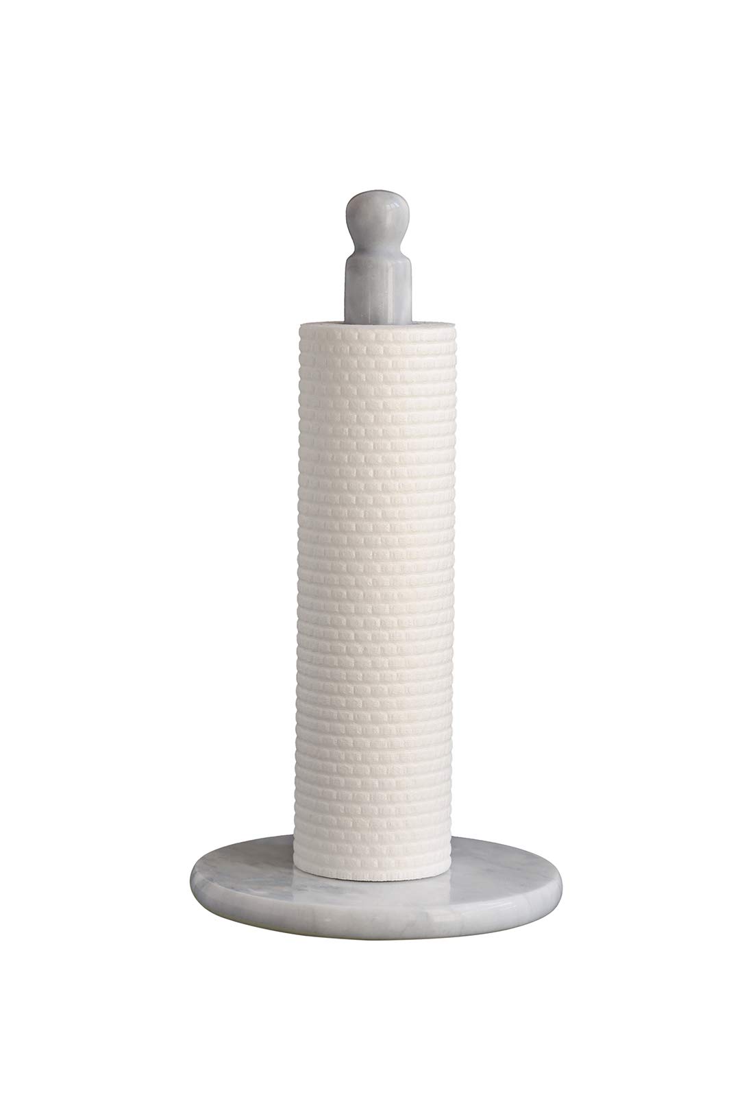 Homicoker Natural Marble Paper Towel Holder Polished, Natural Marble Upright Paper Holder Kitchen Towel Dispenser, Cloudy Grey Color