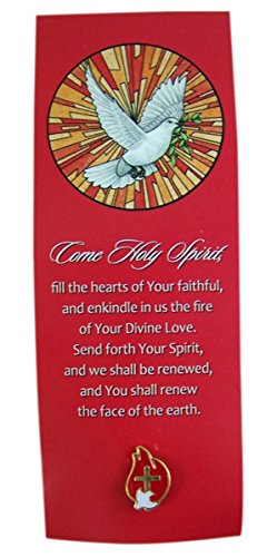 Come Holy Spirit Confirmation Lapel Pin with Prayer Bookmark, 3/4 Inch