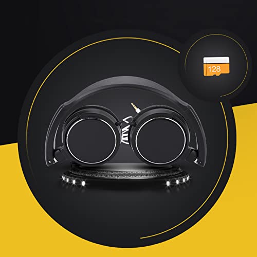 Foldable Head Mounted Headphone Mini Wired Headset Hands Free Compact Stereo HiFi Music Headset Support Rotatable Ear Cup Adjustable Headband Support TF Card