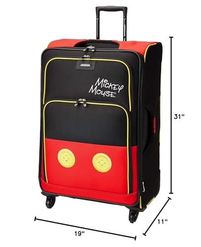 American Tourister Disney Softside Luggage with Spinner Wheels, Mickey Mouse Pants, Checked-Large 28-Inch