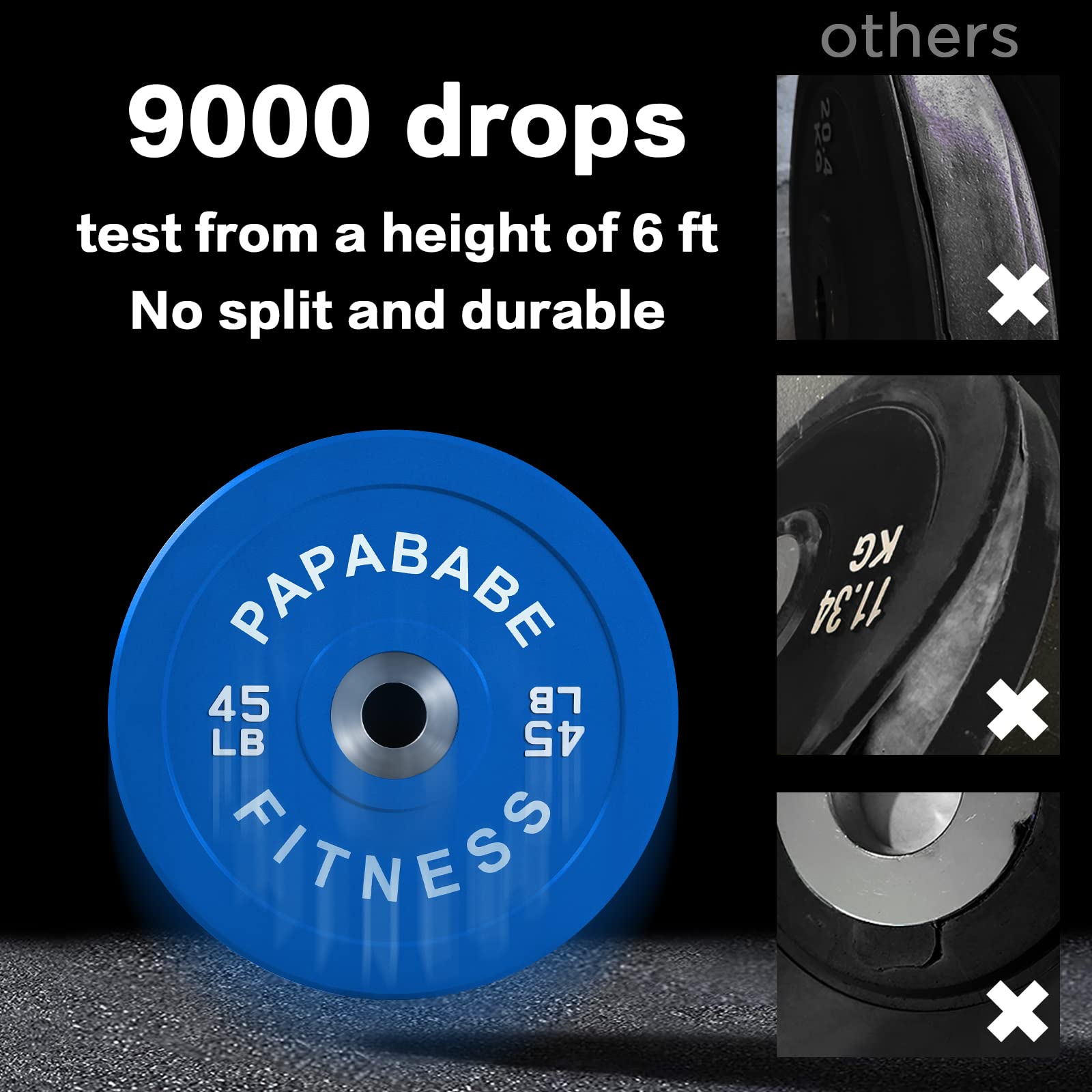 PAPABABE Bumper Plate 2-inch, Color Coded Olympic Bumper Plate with Steel Hub, Bumper Weights Set with High Density Rubber(10LB Pair)