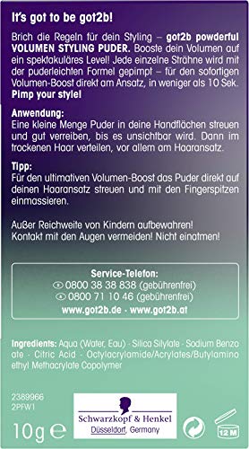 Got2B Schwarzkopf Powder'ful Unisex Root Hair Styling Powder, For Instant Volume and Root Boost, Vegan, 10g