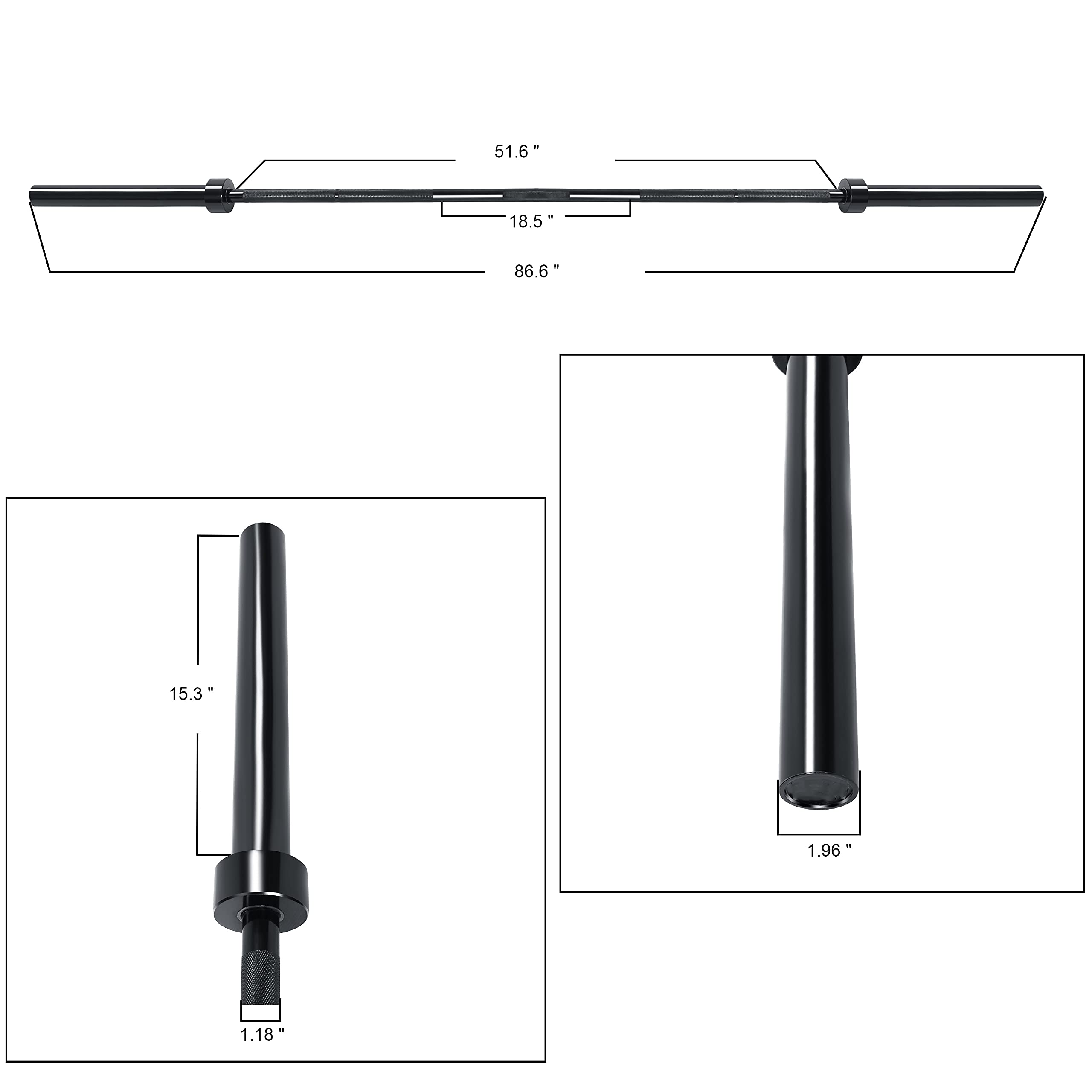 Signature Fitness 7FT Olympic Barbell Weightlifting Barbell, 700-Pound Capacity, Black