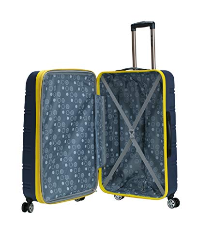 Rockland Melbourne Hardside Expandable Luggage with Spinner Wheels, Navy, Checked Large 28"