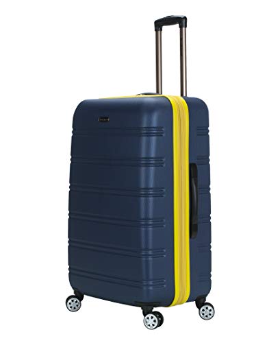 Rockland Melbourne Hardside Expandable Luggage with Spinner Wheels, Navy, Checked Large 28"