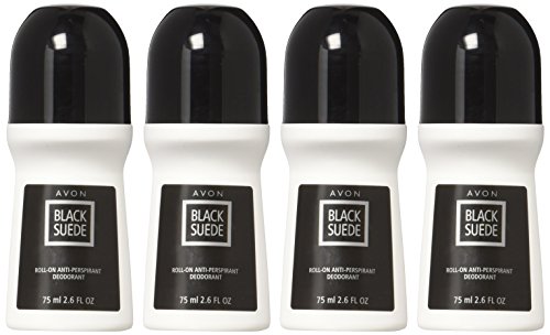 Set of 4 Avon Black Suede Roll-On Anti-Perspirant Deodorant Rolls