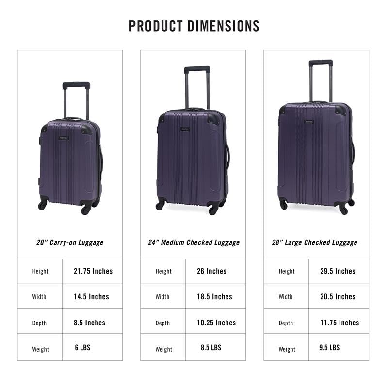 Kenneth Cole REACTION Out of Bounds Lightweight Hardshell 4-Wheel Spinner Luggage, Smokey Purple, 20-Inch Carry On