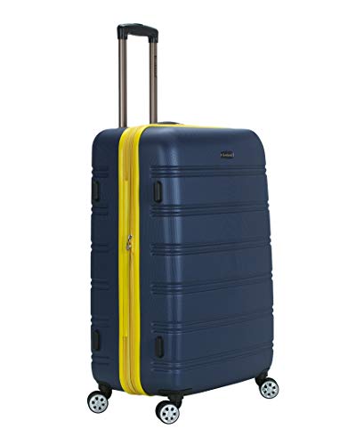 Rockland Melbourne Hardside Expandable Luggage with Spinner Wheels, Navy, Checked Large 28"