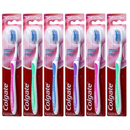 Colgate Wave Gum Comfort Toothbrush, Ultra Soft Compact Head (Colors Vary) - Pack of 6