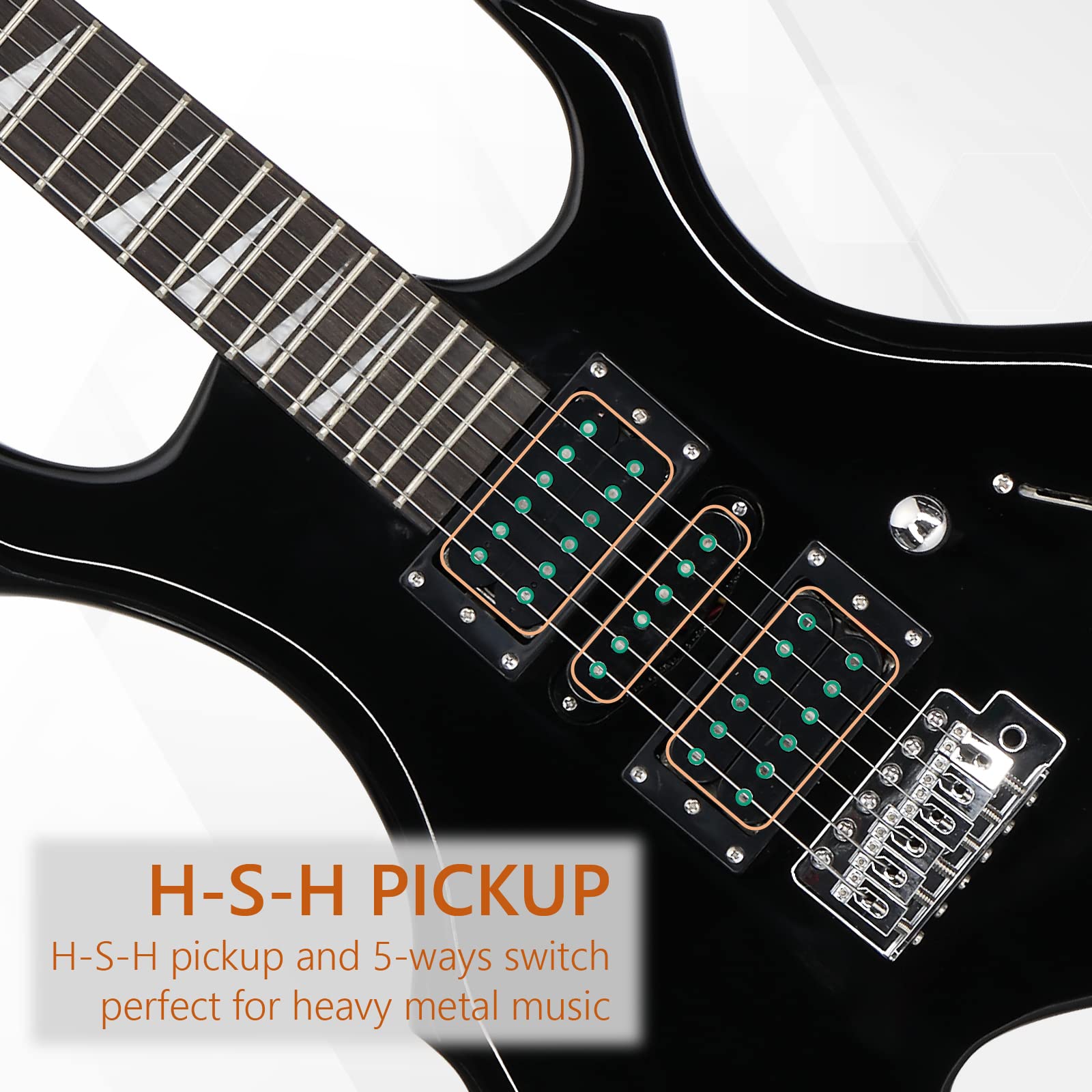 Ktaxon Solid Body Electric Guitar, 36" Flame Design Electric Guitars Kit with Portable Bag, Adjustable Shoulder Strap, Amp Wire, Tremolo Arm, Plectrum, and Wrench Tool (Black)