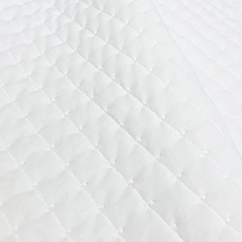 SHALALA NEW YORK Reversible Quilt Set - 2 Quilted Pillow Shams and a Soft Cotton Jersey Coverlet-Lightweight and Breathable - Machine Washable (Stripe White, King)