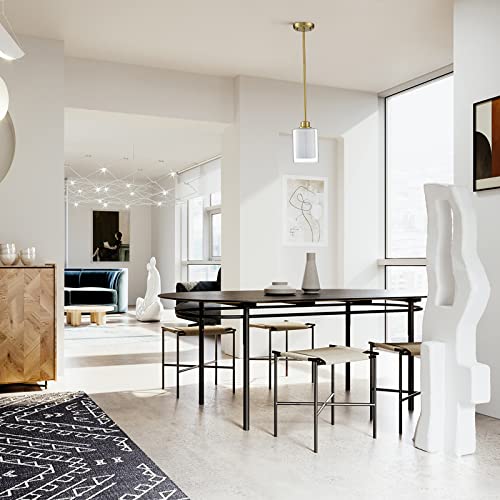 Dolaimi House 3 Pack 1 Light Indoor Hanging Kitchen Island Pendant Light 5" Clear Frosted Glass Chandelier Shade Fixture,Brushed Bronze Finish for Bar,Dining Room Over Sink