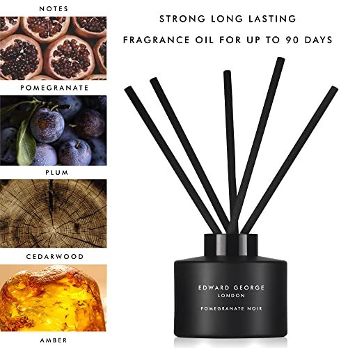 Edward George Reed Diffusers for Home Pomegranate Noir Fragrance Oil Reed Diffuser Set with 10 Oil Diffuser Sticks, 5.6 fl oz