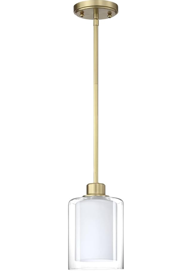 Dolaimi House 3 Pack 1 Light Indoor Hanging Kitchen Island Pendant Light 5" Clear Frosted Glass Chandelier Shade Fixture,Brushed Bronze Finish for Bar,Dining Room Over Sink