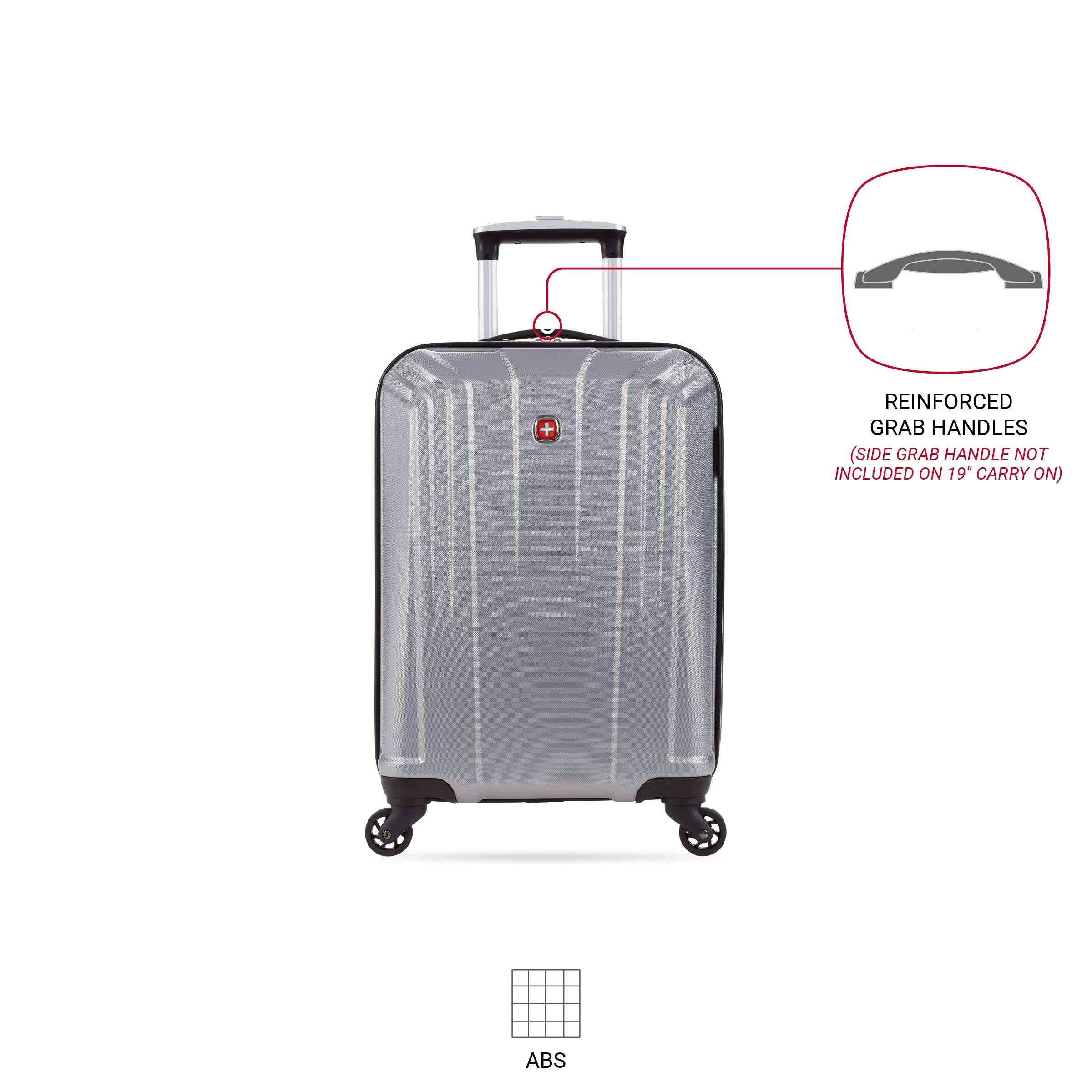 SwissGear 3750 Hardside Luggage with Spinner Wheels, Silver, Carry-On 18.5-Inch