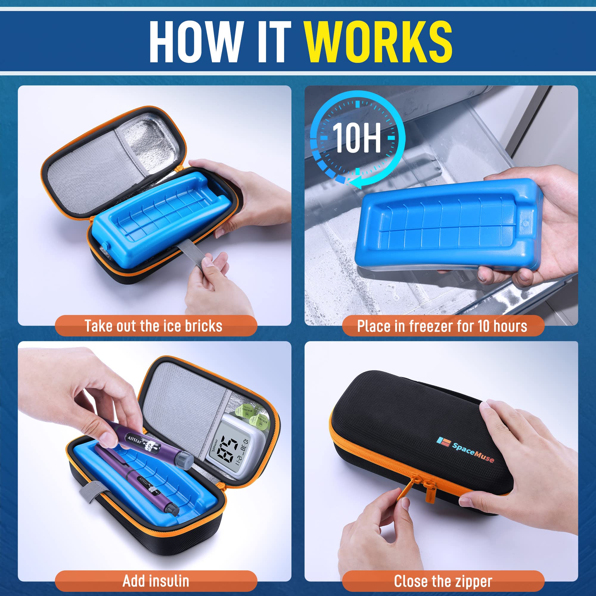 Insulin Cooler Travel Case for Diabetic Organize Medication Insulated Cooling Bag, Orange