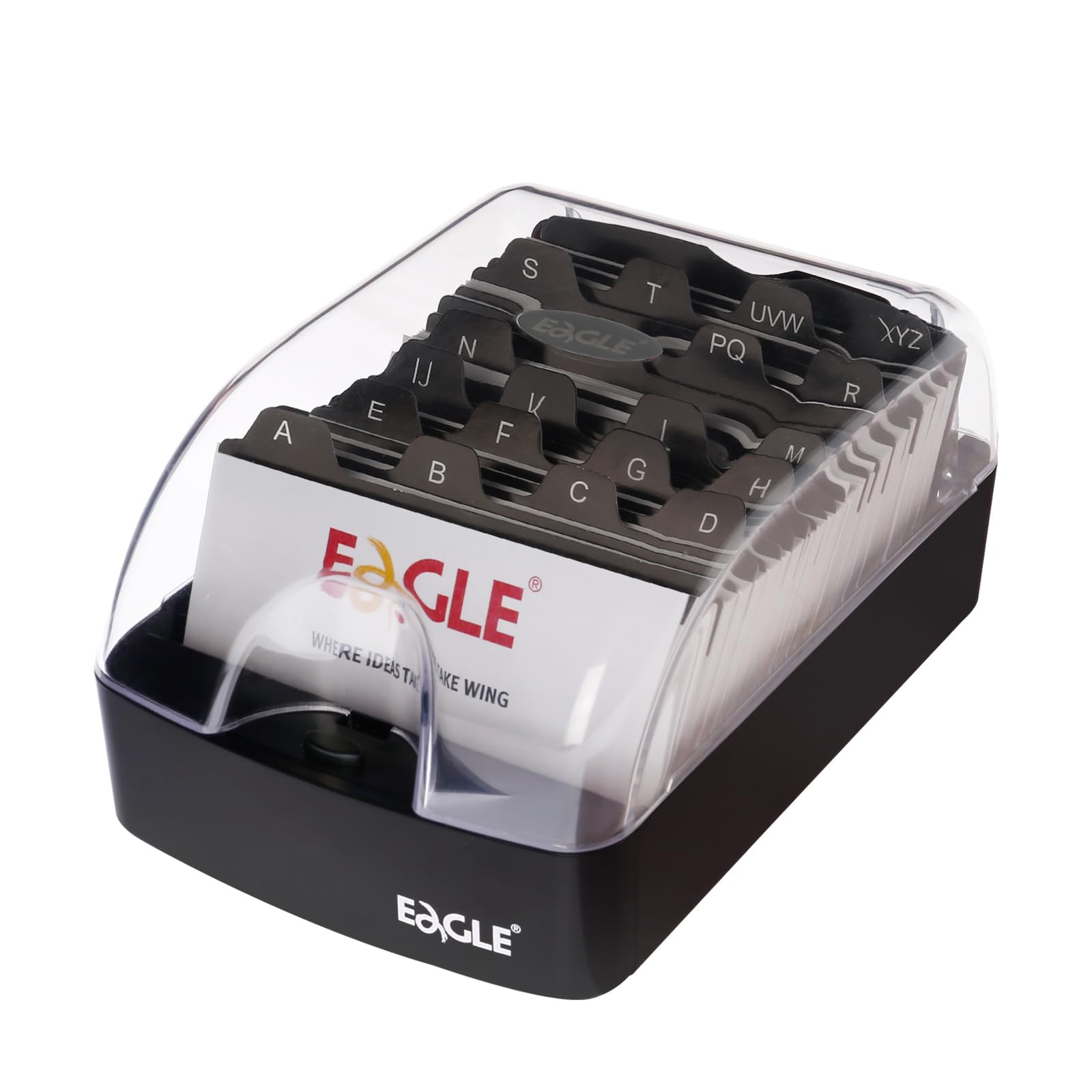 Eagle Business Card Holder Case Box Plastic Push-Button Storage up to 350 Cards