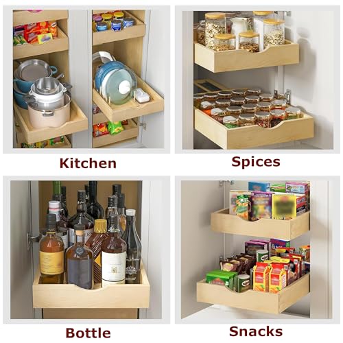 ALINE FURNITURE Pull Out Drawers for Cabinets Wood, 29" W X 21" D Slide Out Drawers for Kitchen Cabinets, Pull Out Shelves, Roll Out Drawers for Pantry Cabinet Organizer