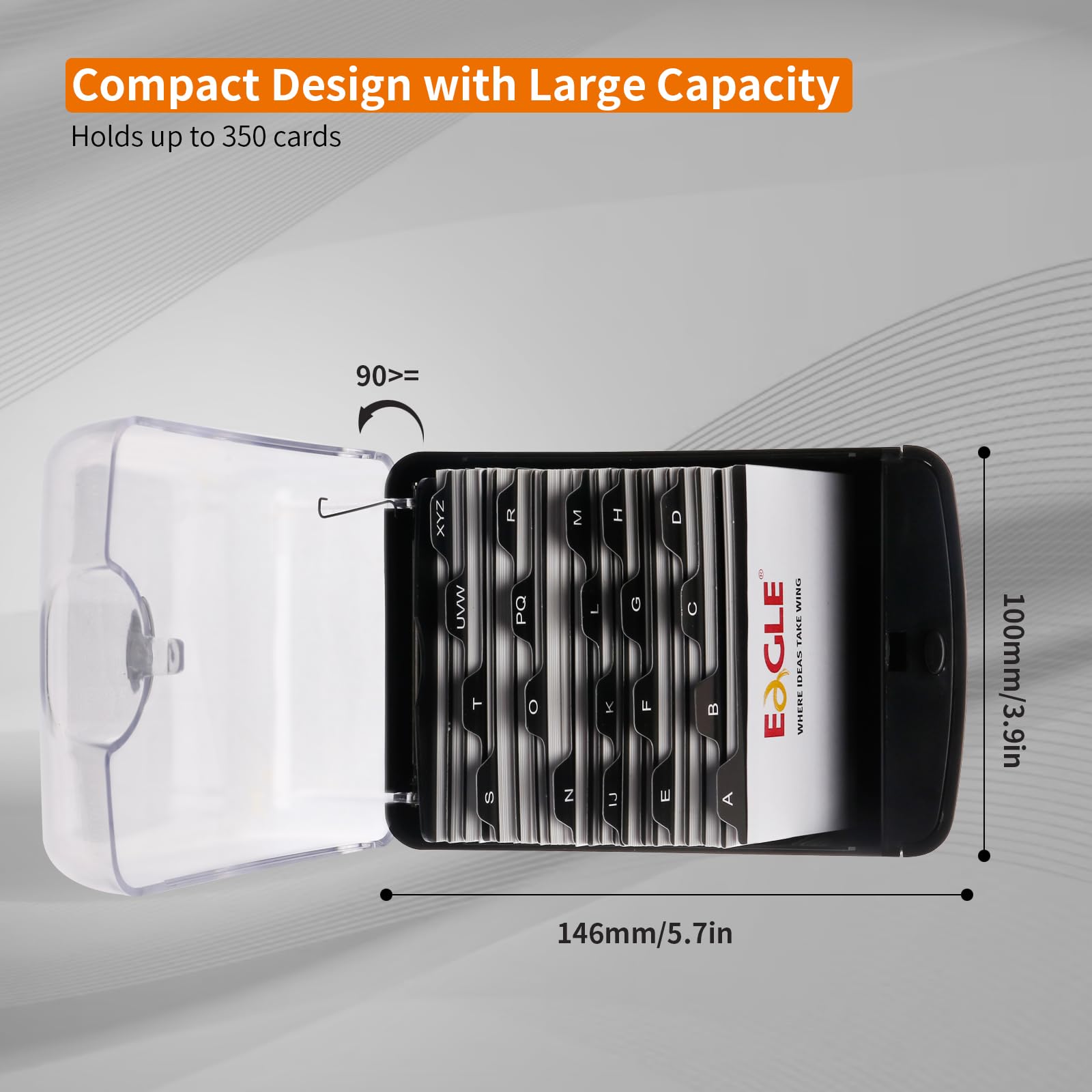 Eagle Business Card Holder Case Box Plastic Push-Button Storage up to 350 Cards