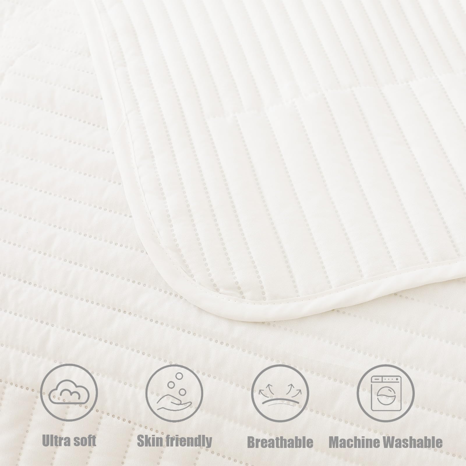 Whale Flotilla Ultra Soft Queen Quilt Bedding Set, Lightweight Microfiber White Quilts Bedspreads Full Size, 3 Piece Ultrasonic Geometric Coverlet Bed Cover for All Seasons