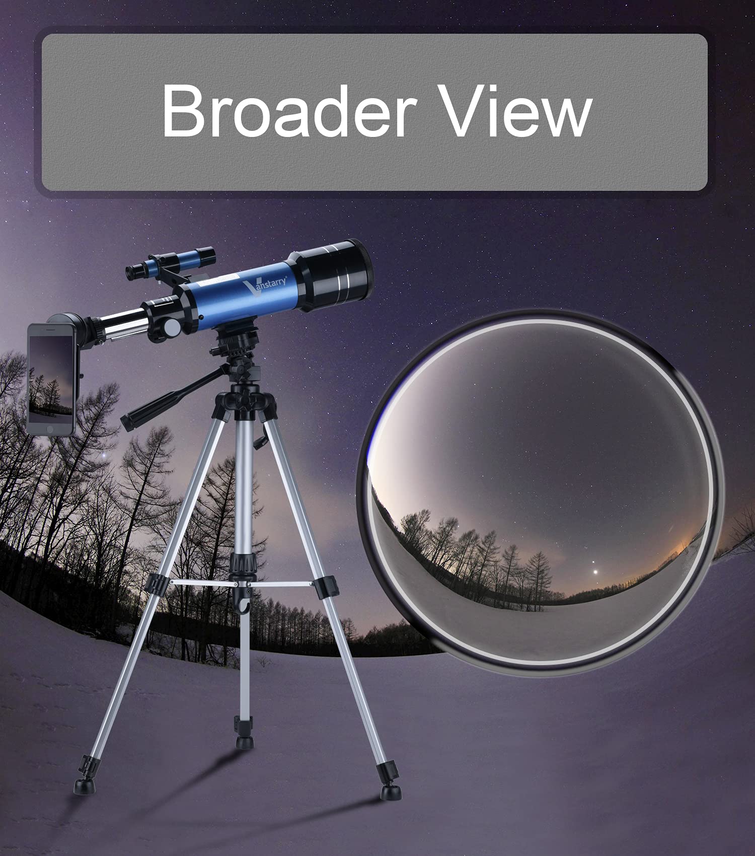 Vanstarry Telescope, 70mm Aperture 400mm AZ Mount Astronomical Refractor Telescopes for Kids Astronomy Beginners, Adjustable Portable Travel Telescopes with Backpack