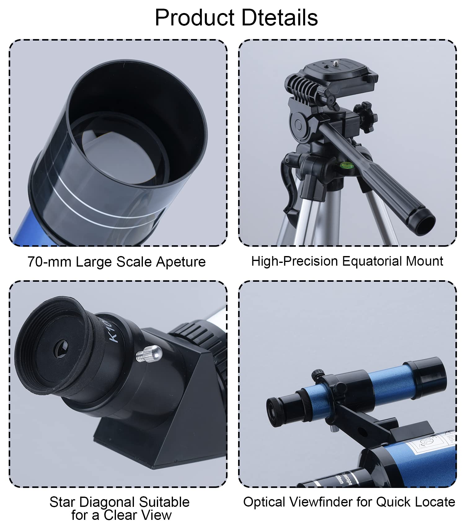 Vanstarry Telescope, 70mm Aperture 400mm AZ Mount Astronomical Refractor Telescopes for Kids Astronomy Beginners, Adjustable Portable Travel Telescopes with Backpack