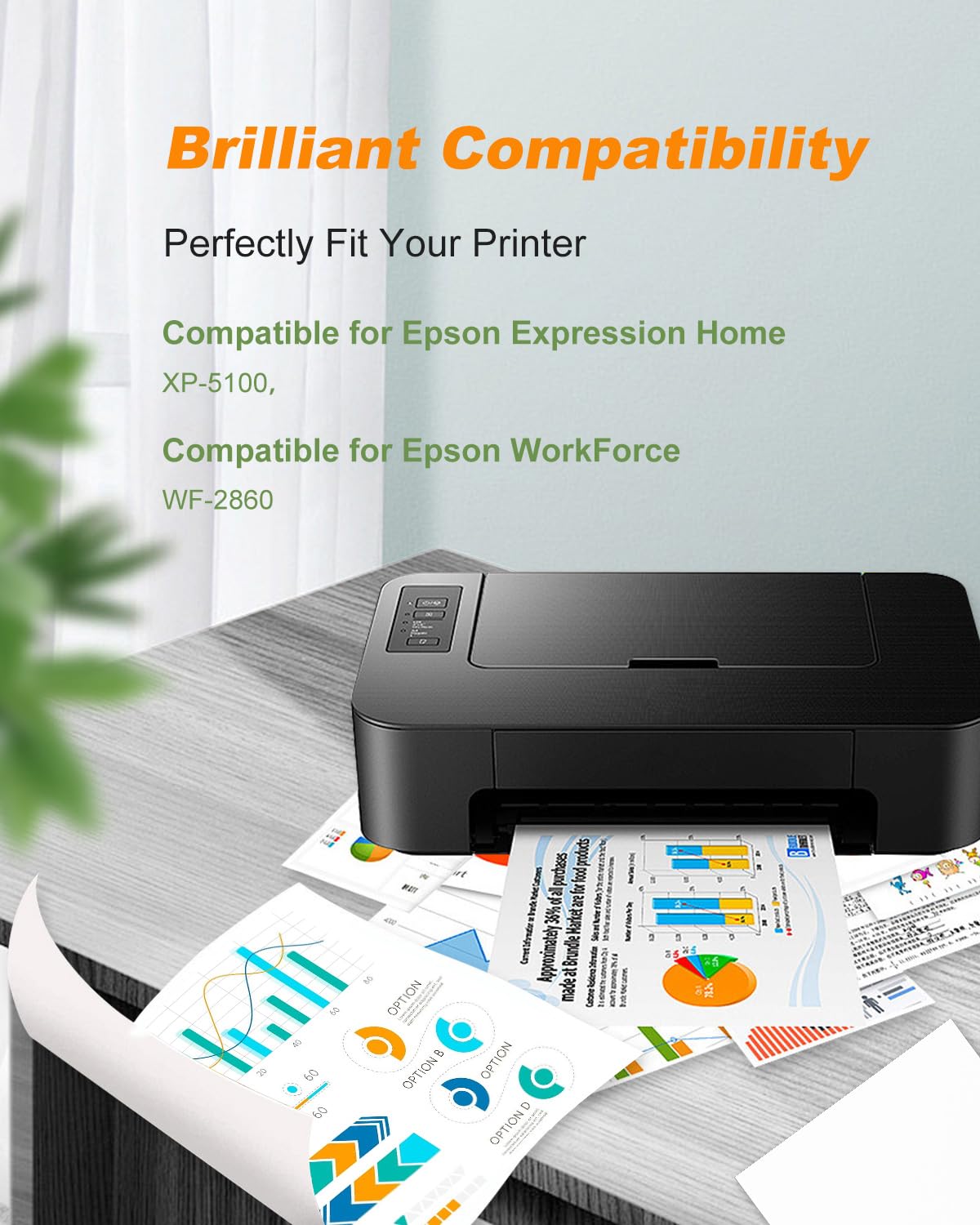 202XL Ink Cartridges Remanufactured Replacement for Epson 202 XL 202XL Ink Cartridges T202 XL Ink Cartridges for Epson Printer Workforce WF-2860 Home XP-5100 All-in-One Inkjet (4 Pack, BCMY)