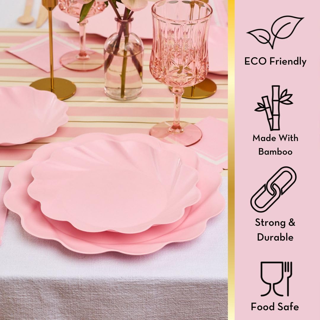 Sophistiplate Eco-Friendly Compostable Dinner Plates - Made of Bamboo Wood Fiber, and Sugarcane- Biodegradable and Disposable Party Plates- Sturdy & Heavy Duty - Pack of 16