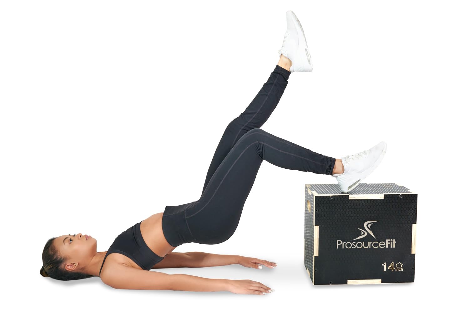 ProsourceFit 3-in-1 Wood Power Grip Non-Slip Plyometric Jump Box for Cross Training, Agility and Plyo Training, Black, 16L x 12W x 14H