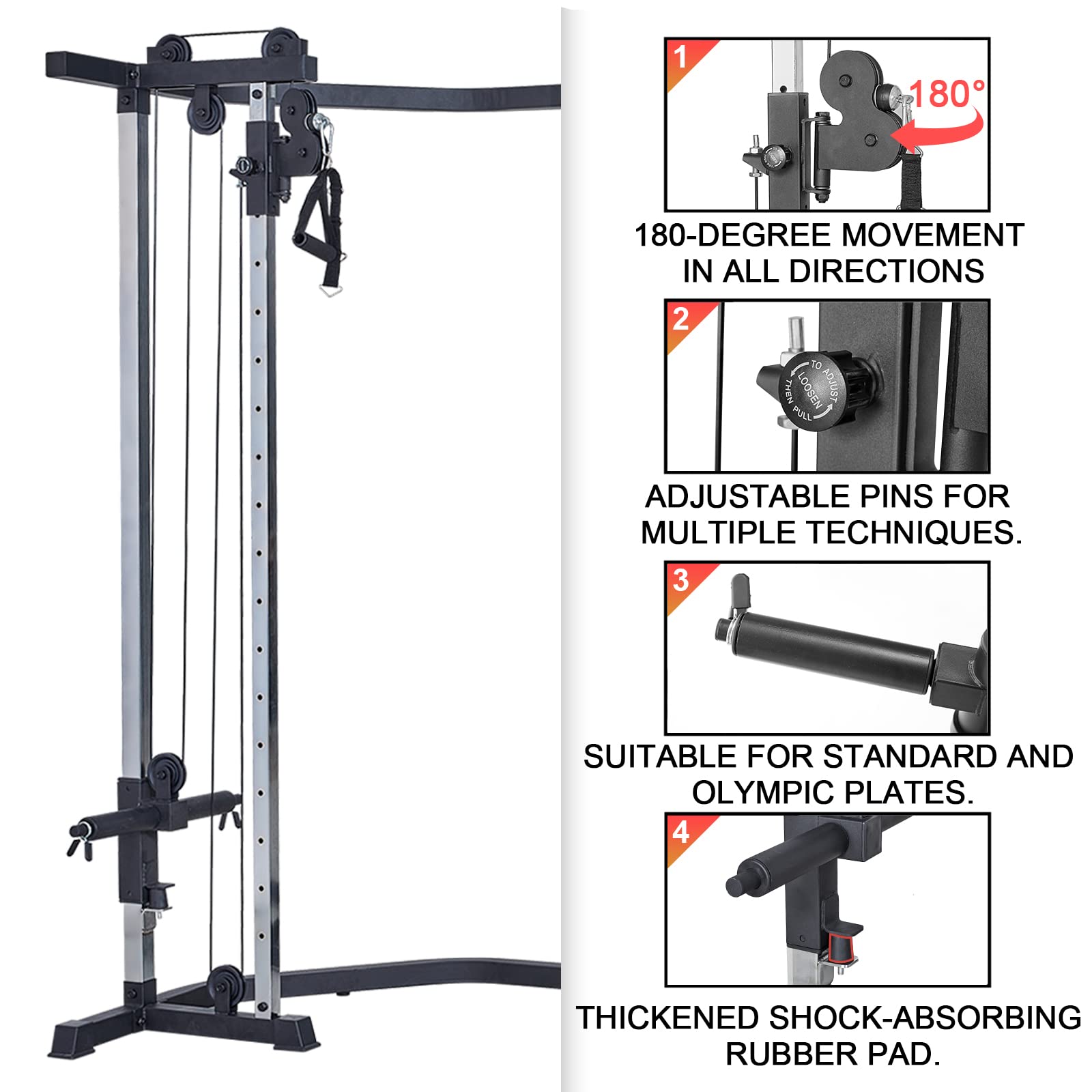 papababe Power Cage, Squat Rack with Cable Crossover Power Rack with LAT Pulldown(Power Cage with Cable Crossover)