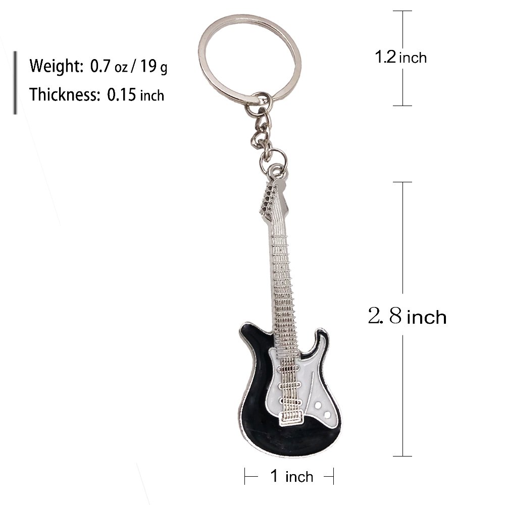 Wang Zhai Black Guitar Keychain for Men Mini Cute Bass Key Chain Ring for Kids High-end Car Keyring Electric Guitar Key Holder