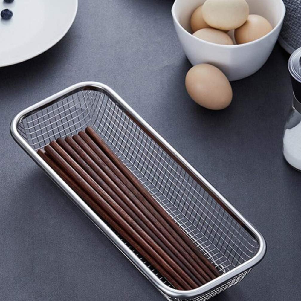 Tonsny Dishwasher Basket Stainless Steel Mesh Silverware Strainer Drying Rack Utensil Holder Cutlery Silverware Basket with Round Hole, Sliver, Dishwasher-BS2H