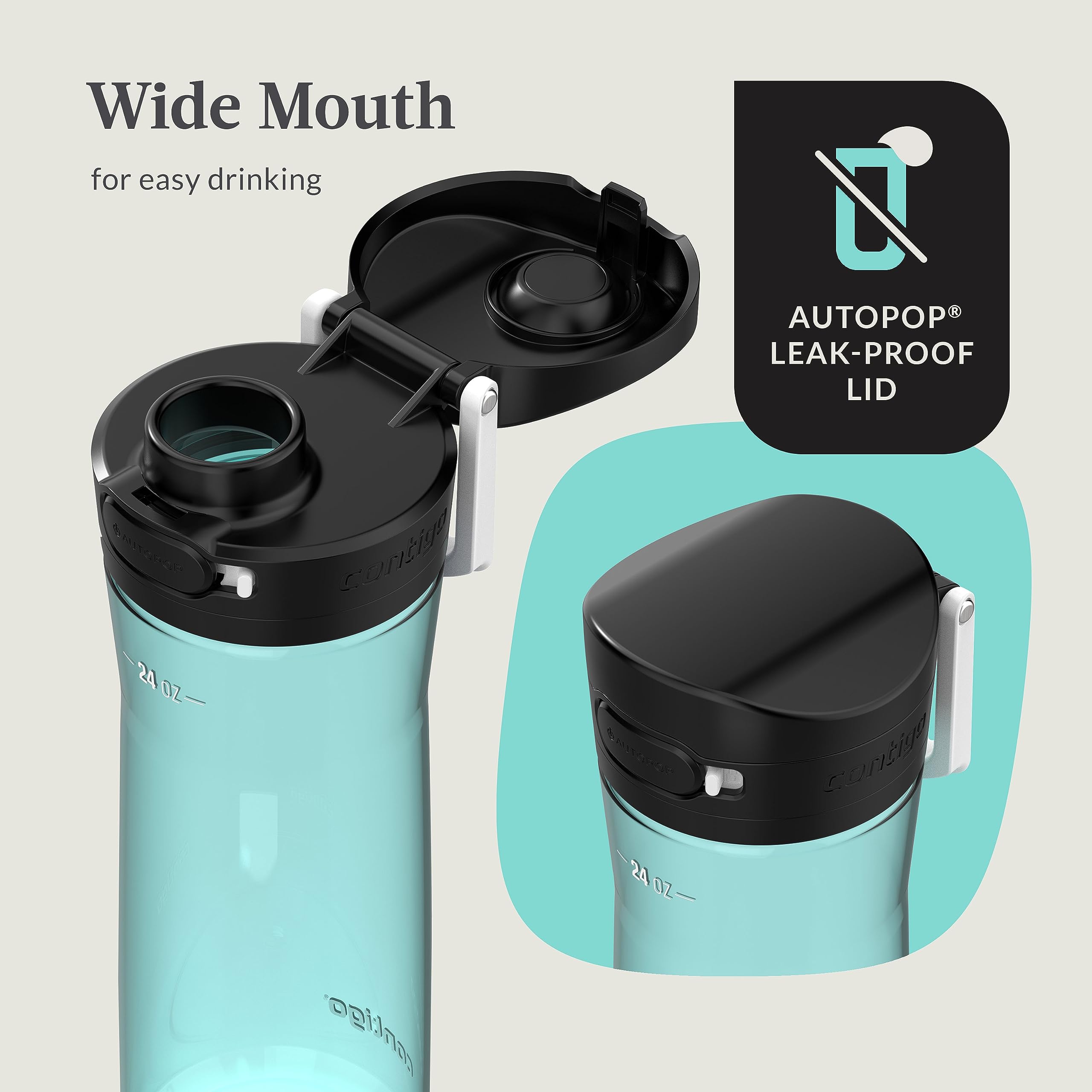 Contigo Jackson 2.0 Leak-Proof Water Bottle, 24 Oz., 2-Pack