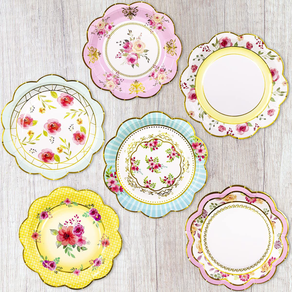 Fancy Land Floral Paper Plates 7.28 Inches Vintage Small Party Plate 24 ct
