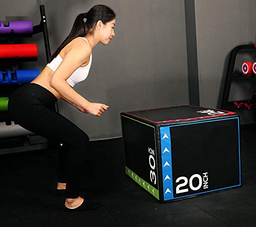 Signature Fitness 20 Inch x 24 Inch x 30 Inch 3 in 1 Foam Plyometric Box Jumping Exercise Trainer, 16-Pound, Easy-Open Package