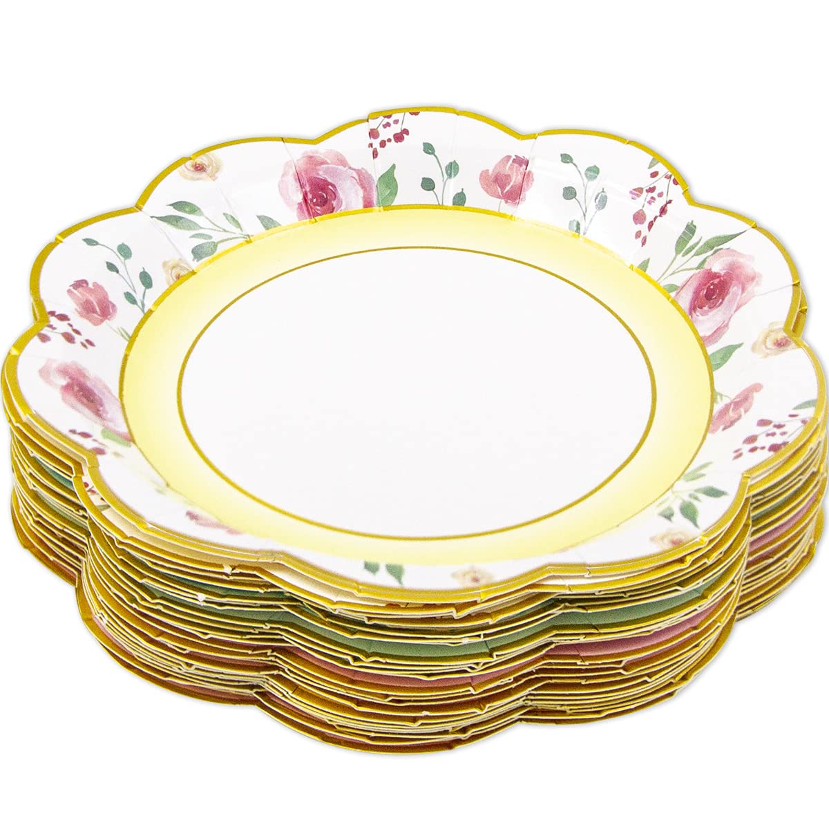 Fancy Land Floral Paper Plates 7.28 Inches Vintage Small Party Plate 24 ct