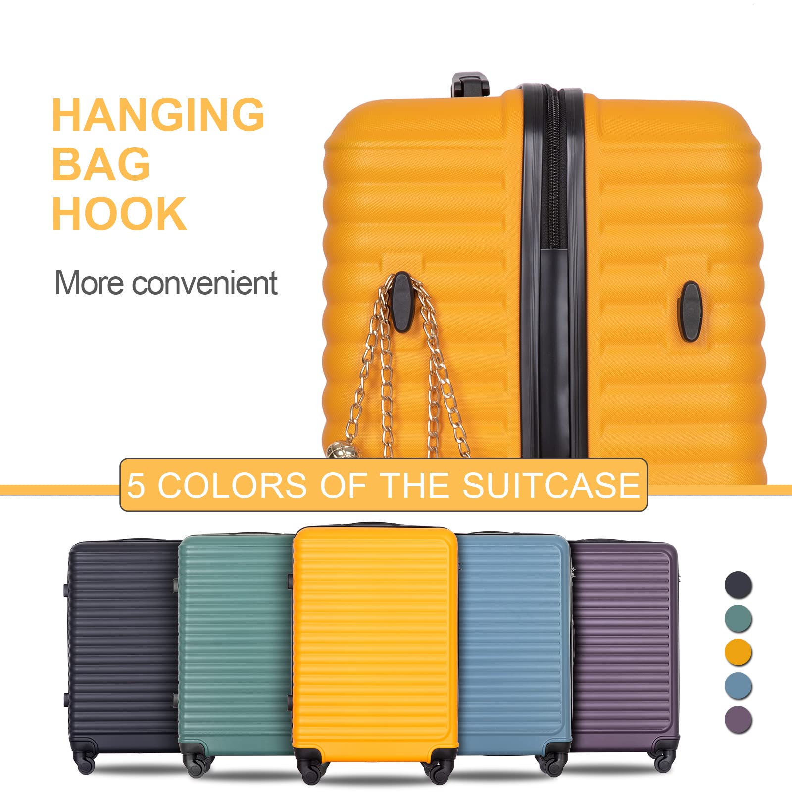 Travelhouse Luggage Sets, Expandable Hardside Suitcases 24in/28in, Carry on 20in,3 Piece Set Travel Luggages Clearance with Double Spinner Wheels TSA Lock Lightweight (Orange-85)