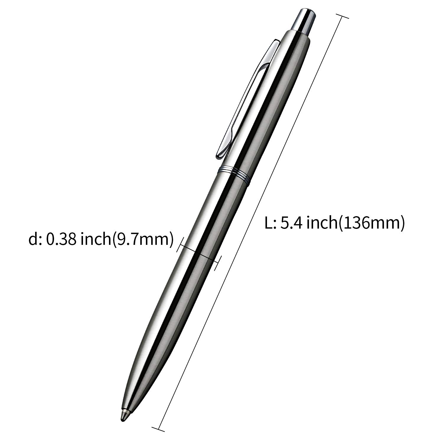 ChaoQ Ballpoint Pen, 3 Pcs Retractable Metal Ballpoint Pens, for Gift, Business, Office, 1.0mm Medium Point Black Ink, 6 Extras Replaceable Metal Refills, (3 Pens and 6 Refills) - Stainess Steel