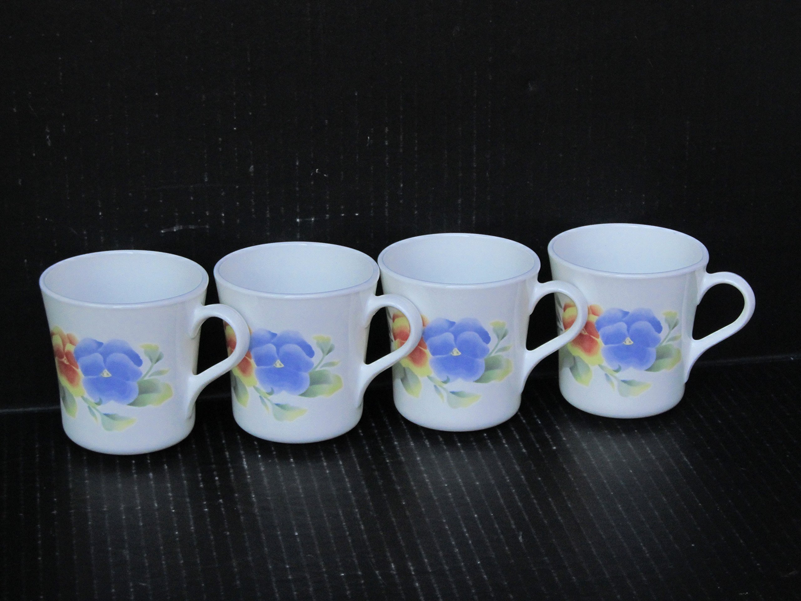 Set of 4 Corelle Corning Ware Summer Blush Pansy Coffee Mugs Cups