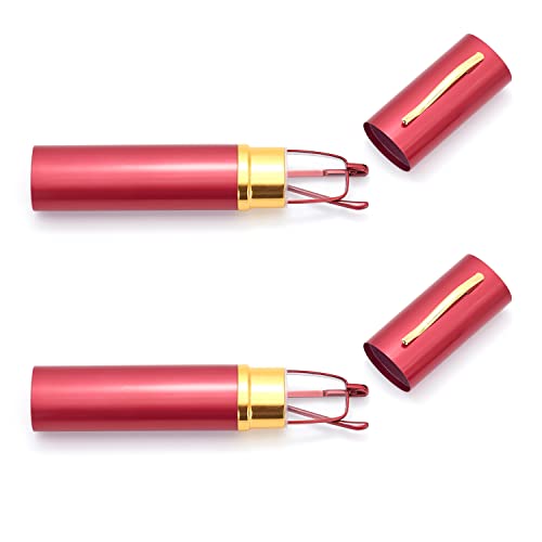 HIGHLIKE 2-Pack Slim Pocket Reading Glasses Men Women, Compact Readers Super Clear Lens, Spring Hinge Metal Frame Eyeglasses, Red Red 2.0 x