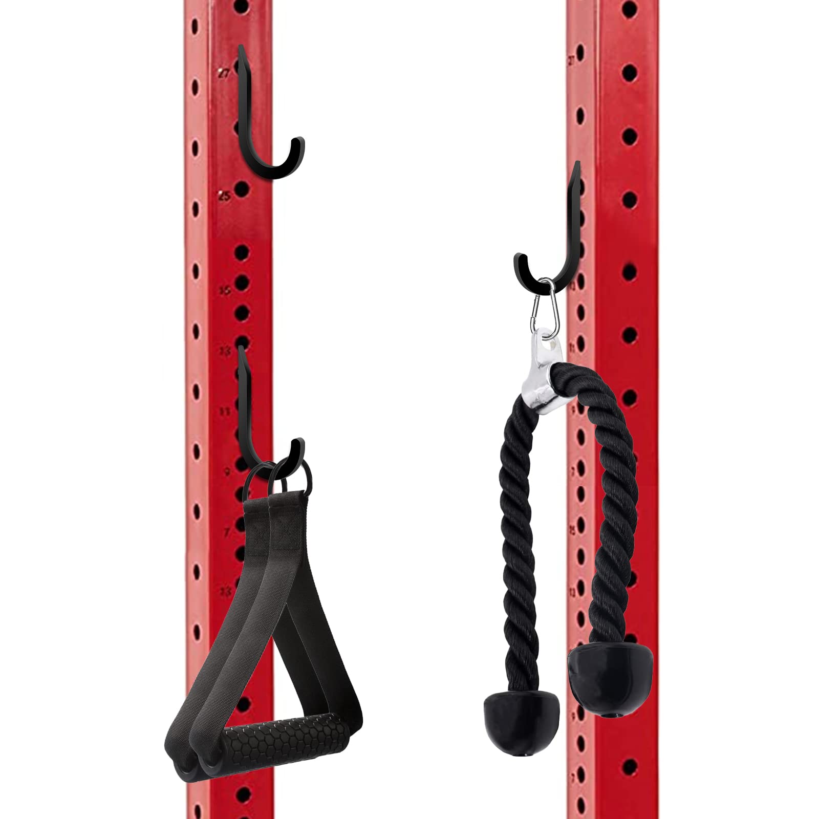 OMMUU 6PCS Squat Rack Holder Attachments for Home Gym Storage Heavy Duty Weight Rack Holder with Storage Hook for Resistance Bands Barbell Collars and Gym Accessories Gym Organization Made Easy with