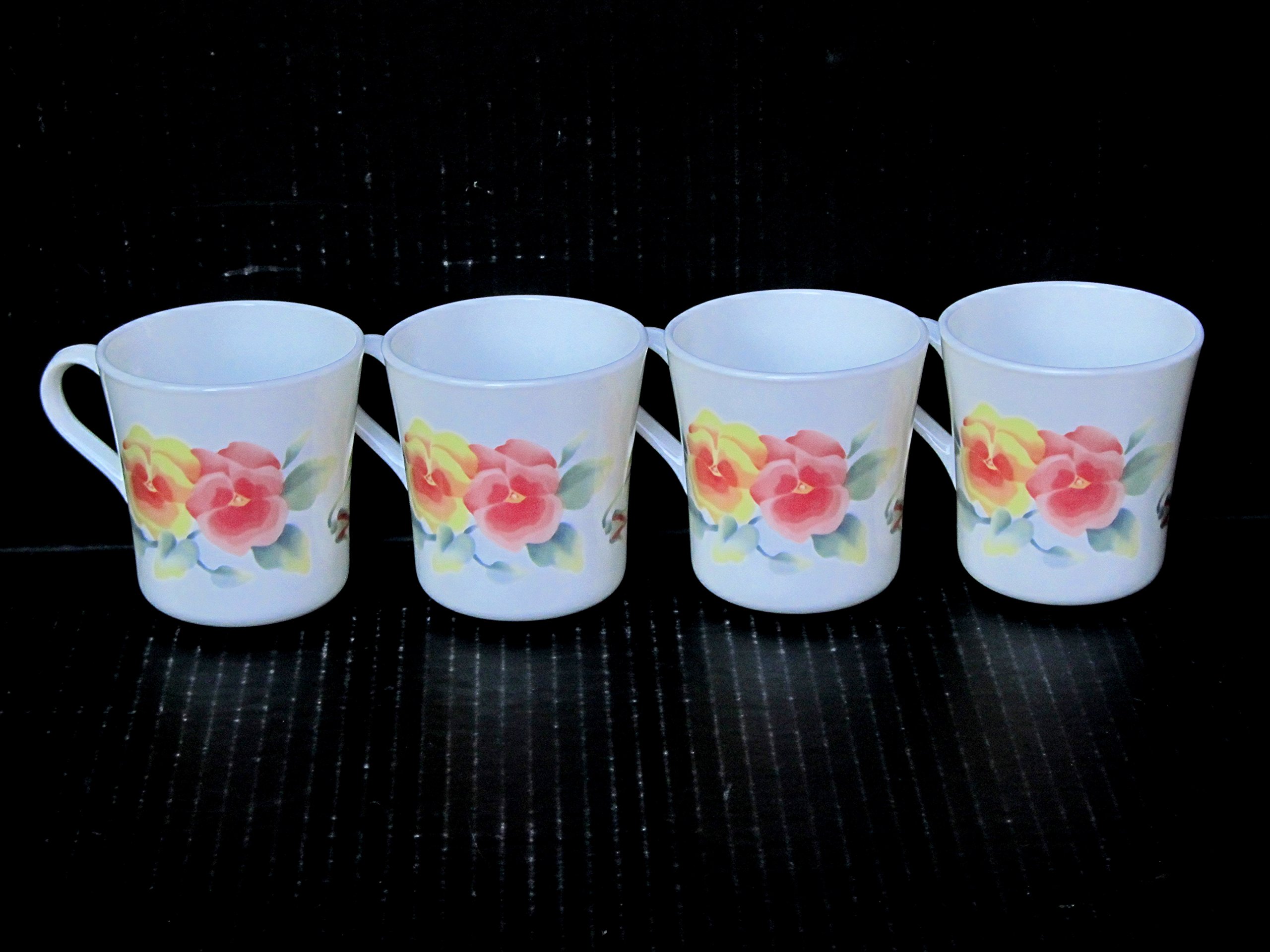 Set of 4 Corelle Corning Ware Summer Blush Pansy Coffee Mugs Cups