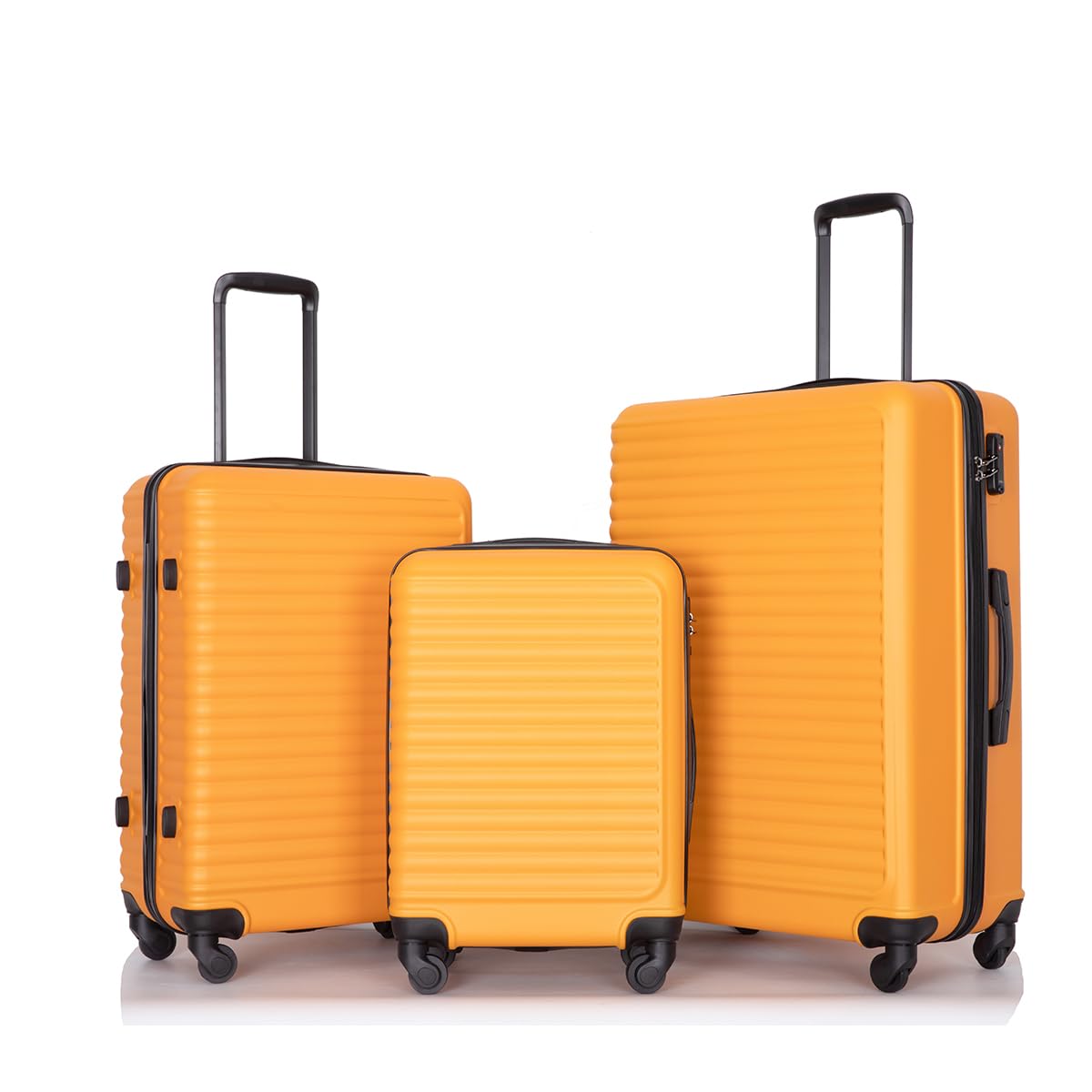 Travelhouse Luggage Sets, Expandable Hardside Suitcases 24in/28in, Carry on 20in,3 Piece Set Travel Luggages Clearance with Double Spinner Wheels TSA Lock Lightweight (Orange-85)