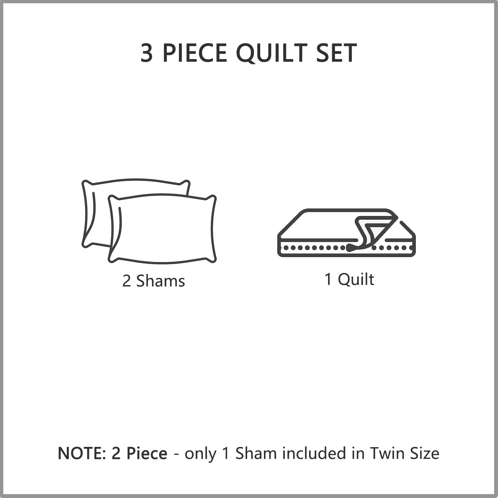 CHIXIN Botanical Cotton Quilt Queen Size - Real Stitching Leaf Pattern - Quilted Bedspread Coverlet Set, Ultra Soft, Lightweight, Reversible, 3 Piece, Dark Grey